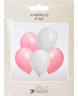 Ilmapallo pinkki/valkoinen 8 kpl | Karkkainen.com verkkokauppa