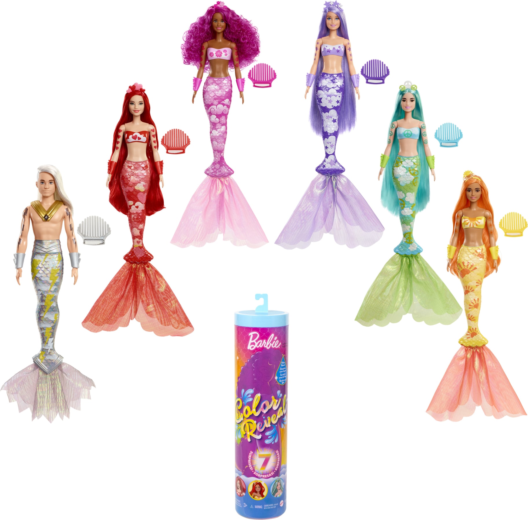 Barbie Color Reveal Rainbow Mermaids merenneito yllätysnukke ...