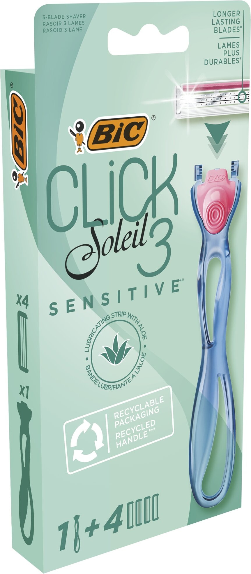 Bic Click soleil 3 sensitive varsi + 4 kpl vaihtoterä | Karkkainen.com ...