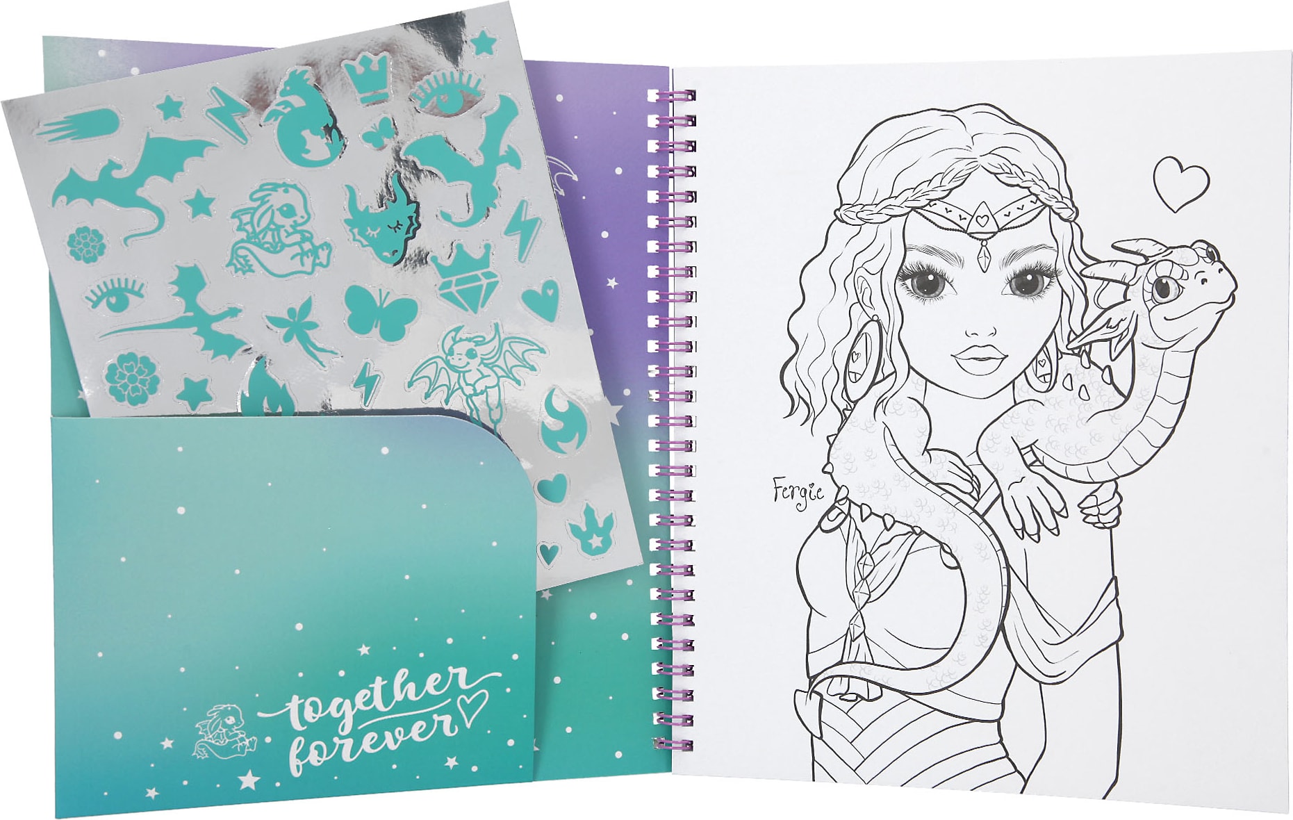 TOPModel Dragon Love värityskirja paljeteilla | Karkkainen.com verkkokauppa