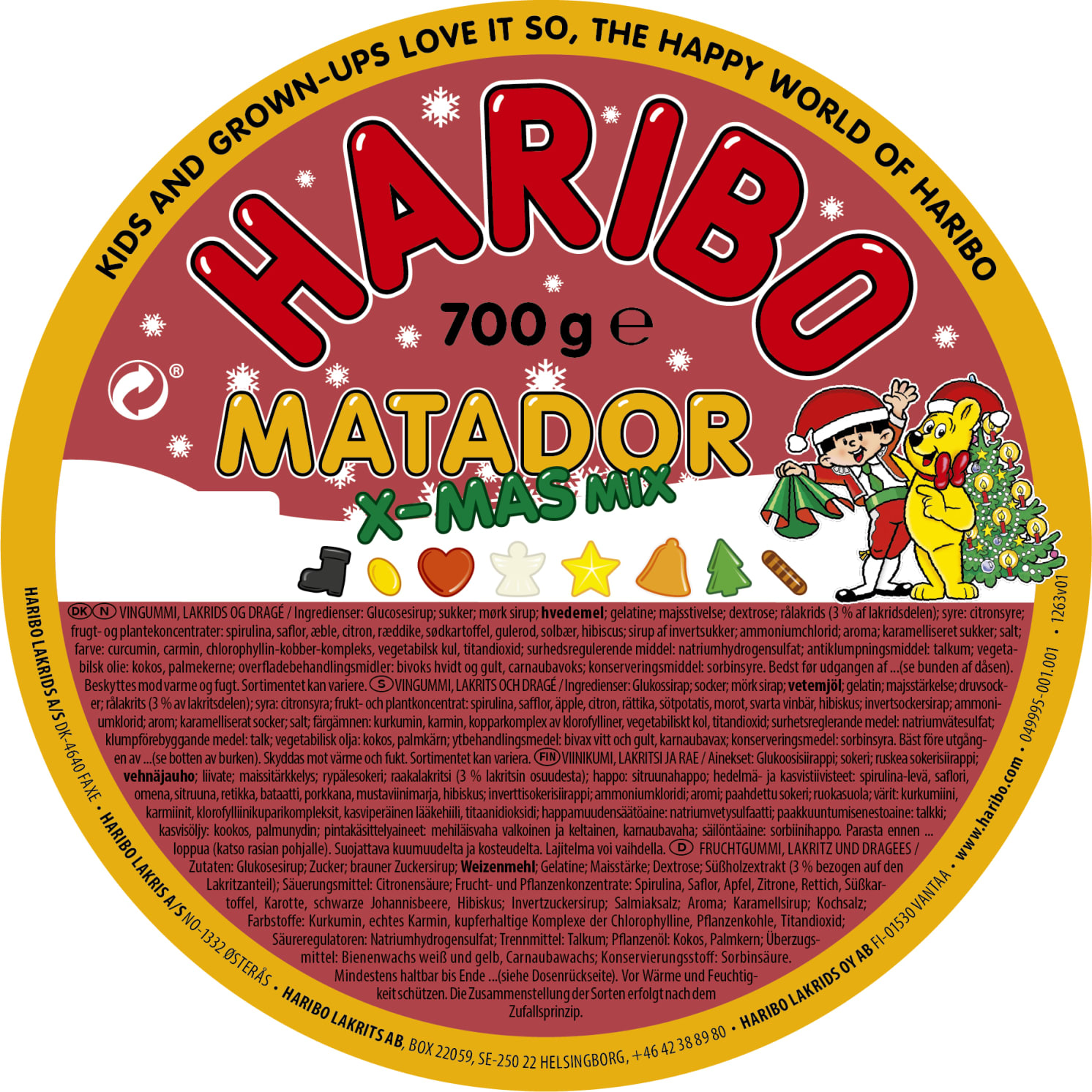 Haribo Matador Mix X-Mas 700 g karkkirasia | Karkkainen.com verkkokauppa