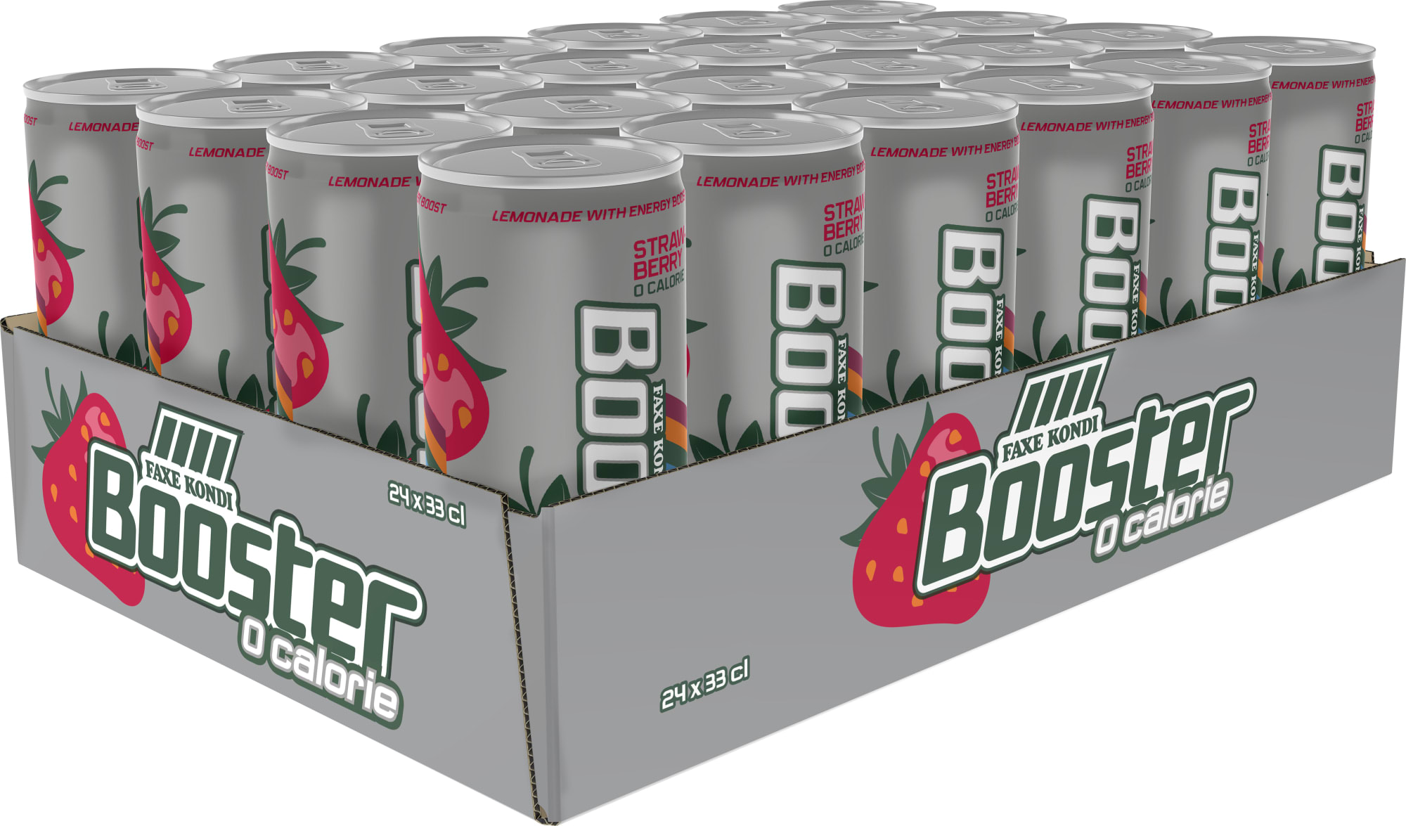 Faxe Kondi Booster Strawberry 0 calorie 24x0,33l energiajuoma ...