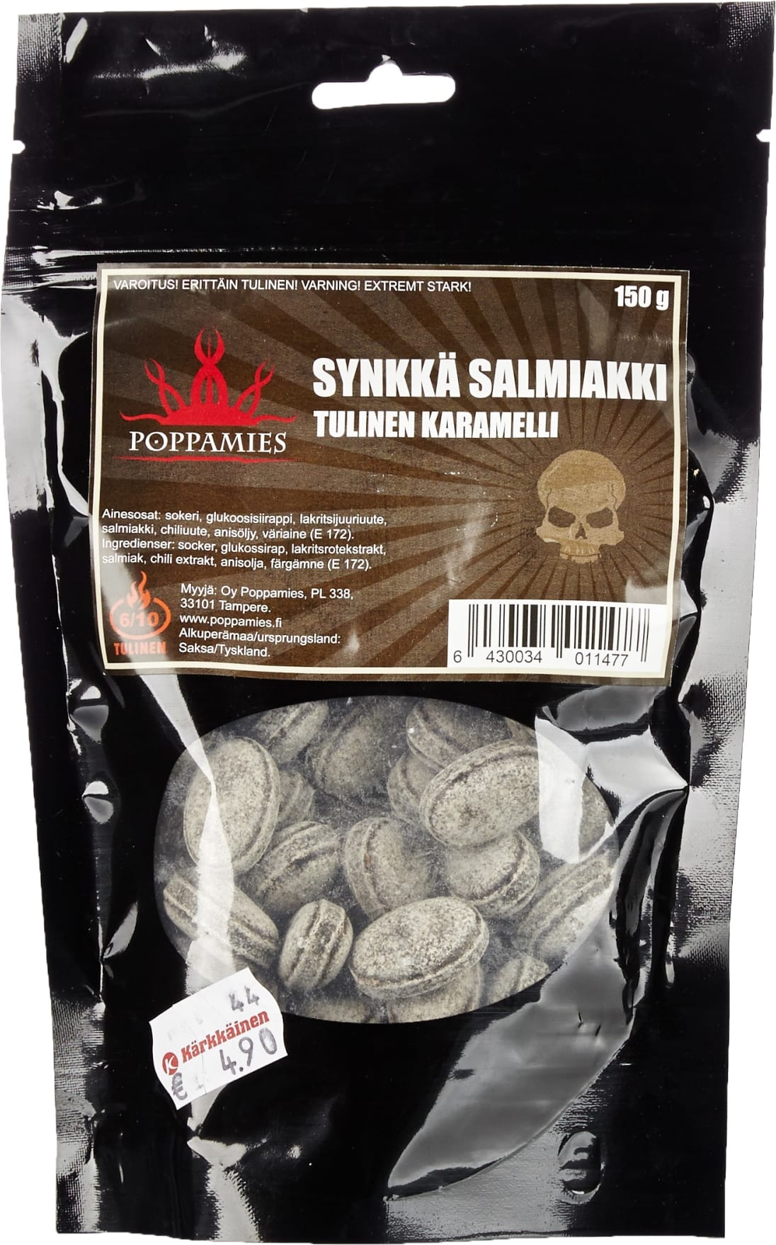 Synkkä Salmiakki 150g tulinen karkkipussi | Karkkainen.com verkkokauppa