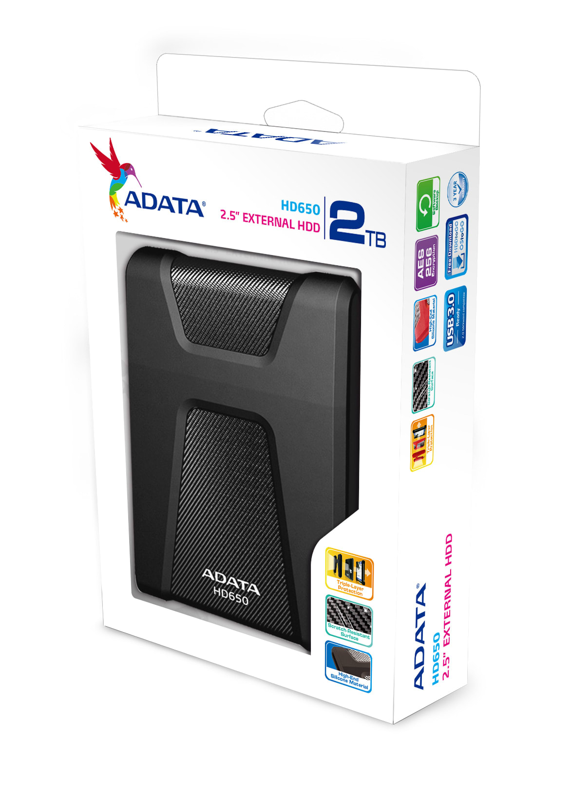ADATA DashDrive Durable HD650 Black 2TB ulkoinen kiintolevyasema ...