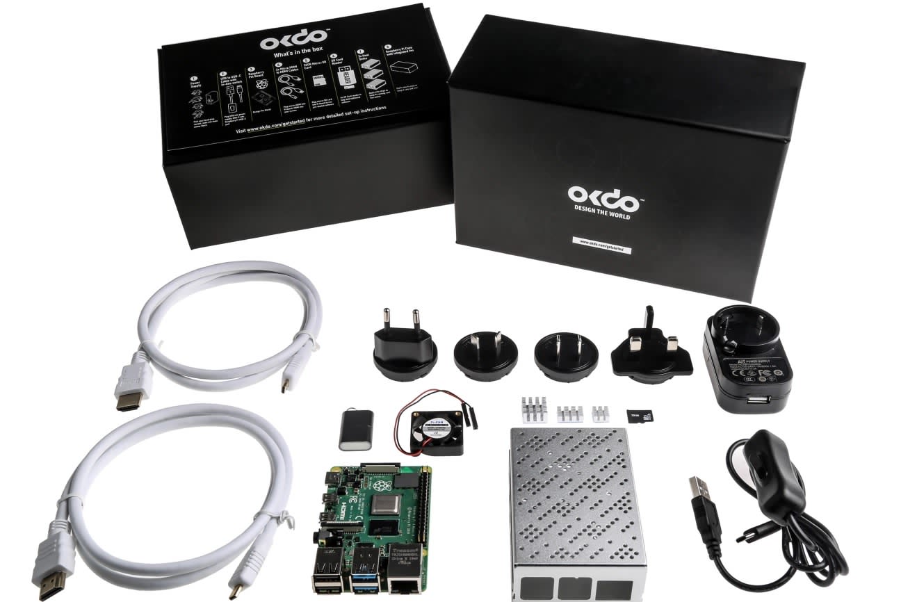 OKdo Raspberry Pi 4 Model B 4GB White Starter Kit aloituspakkaus ...