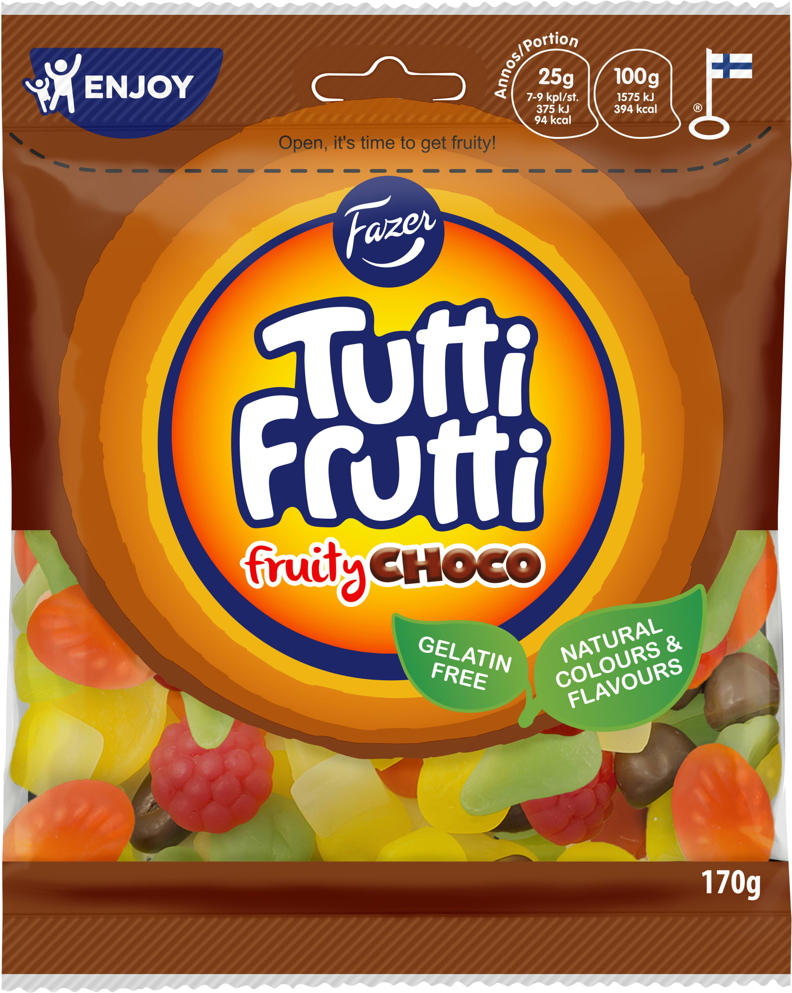 Fazer Tutti frutti fruity choco 170 g karkkipussi | Karkkainen.com ...