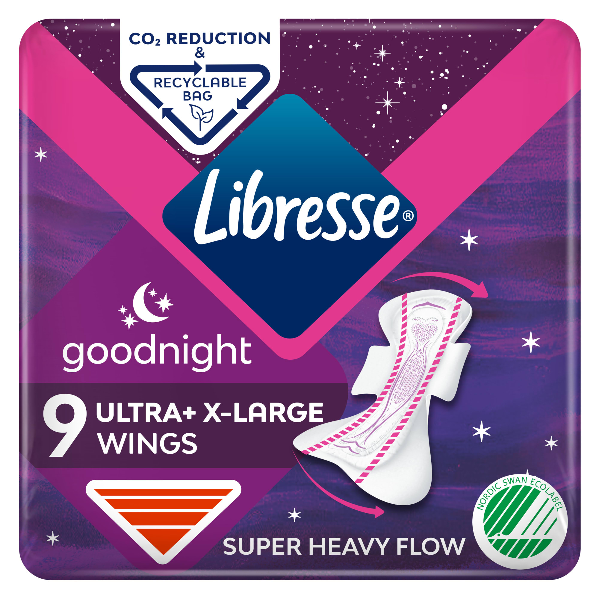 Libresse Ultra Night Extra Wing 9 kpl yöside | Karkkainen.com verkkokauppa